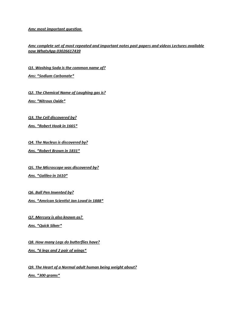 Amc Notes by Sir Bilal | PDF