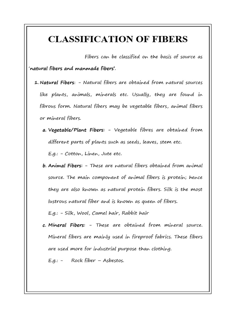 03 - Classification of Fibers | PDF
