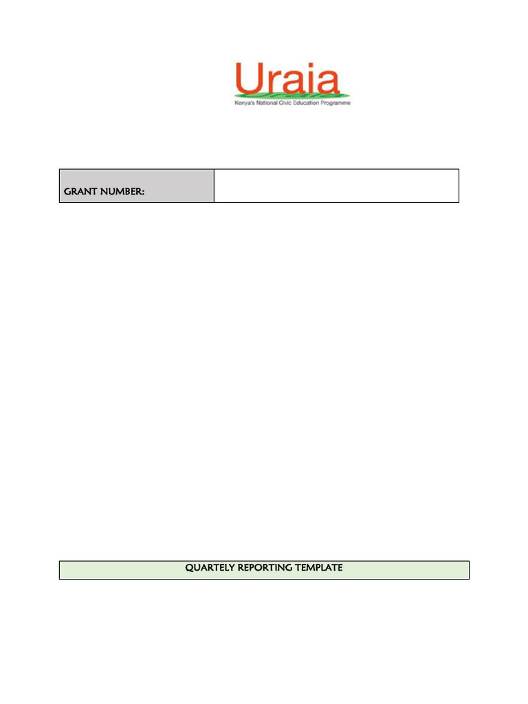 QUARTELY REPORTING TEMPLATE - IMPLEMENTING PARTNERS-final URAIA | PDF | Elections | Governance