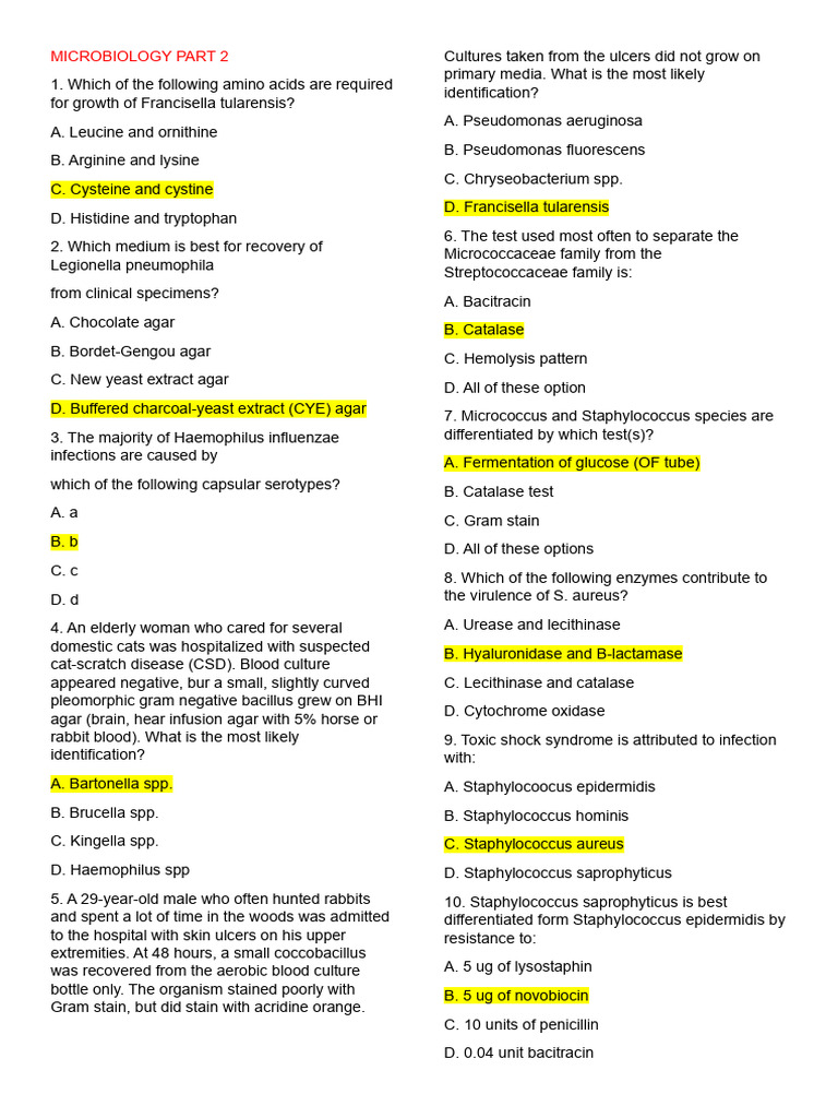 Microbiology Exam Questions and Answers | PDF | Streptococcus ...