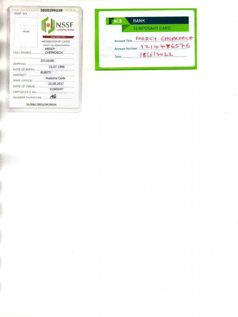 Bank Card and NSSF | PDF