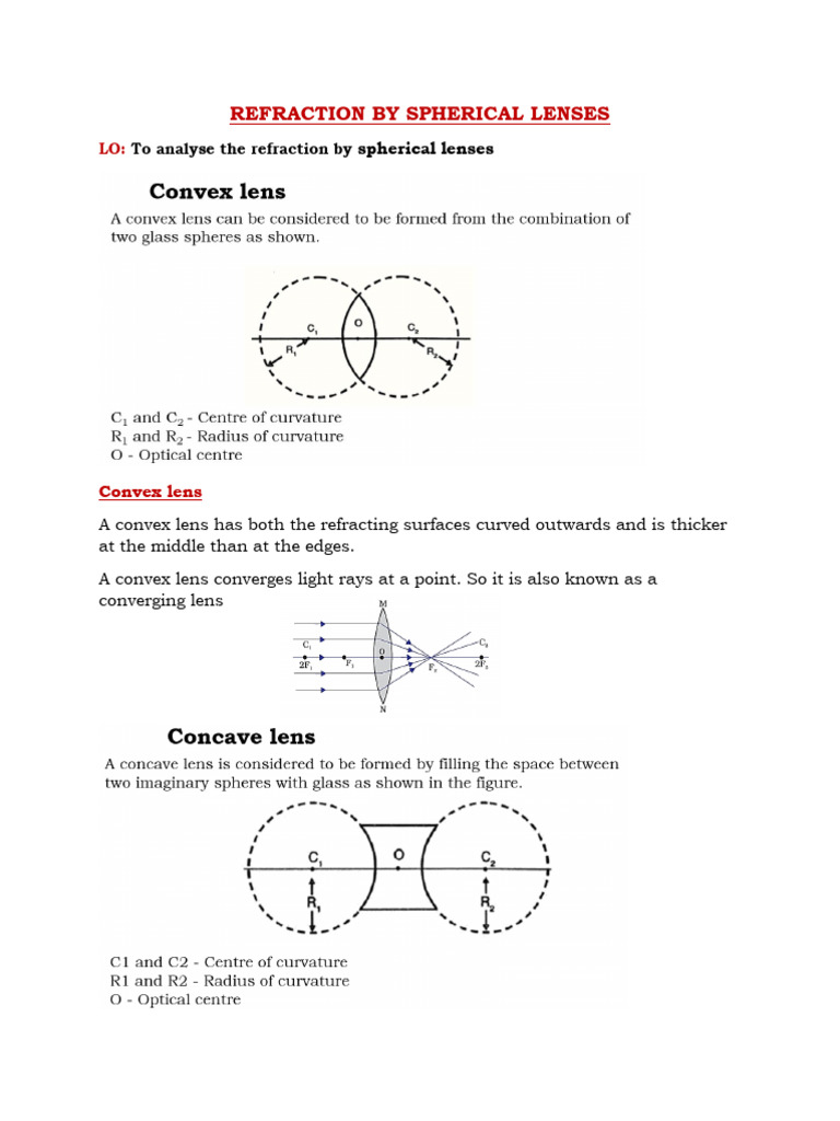 Refraction by Spherical Lenses | PDF | Optics | Electrodynamics