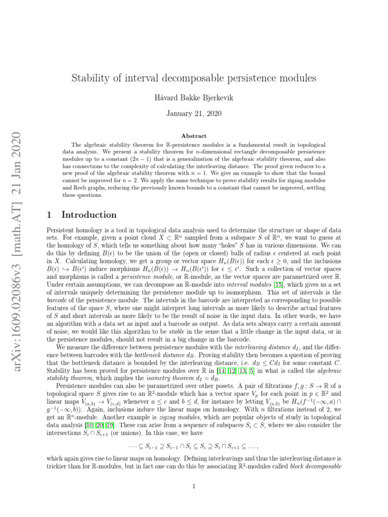 Stability of Interval Decomposable Persistence Modules: Håvard Bakke ...