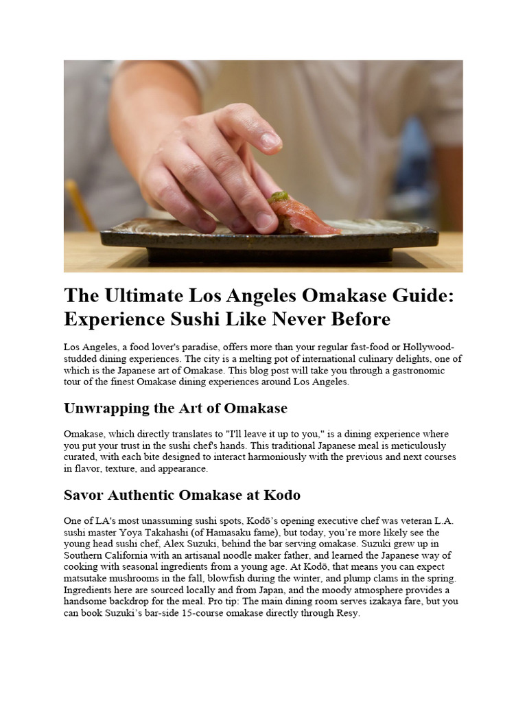The Ultimate Los Angeles Omakase Guide | Download Free PDF | Sushi | Japanese Cuisine