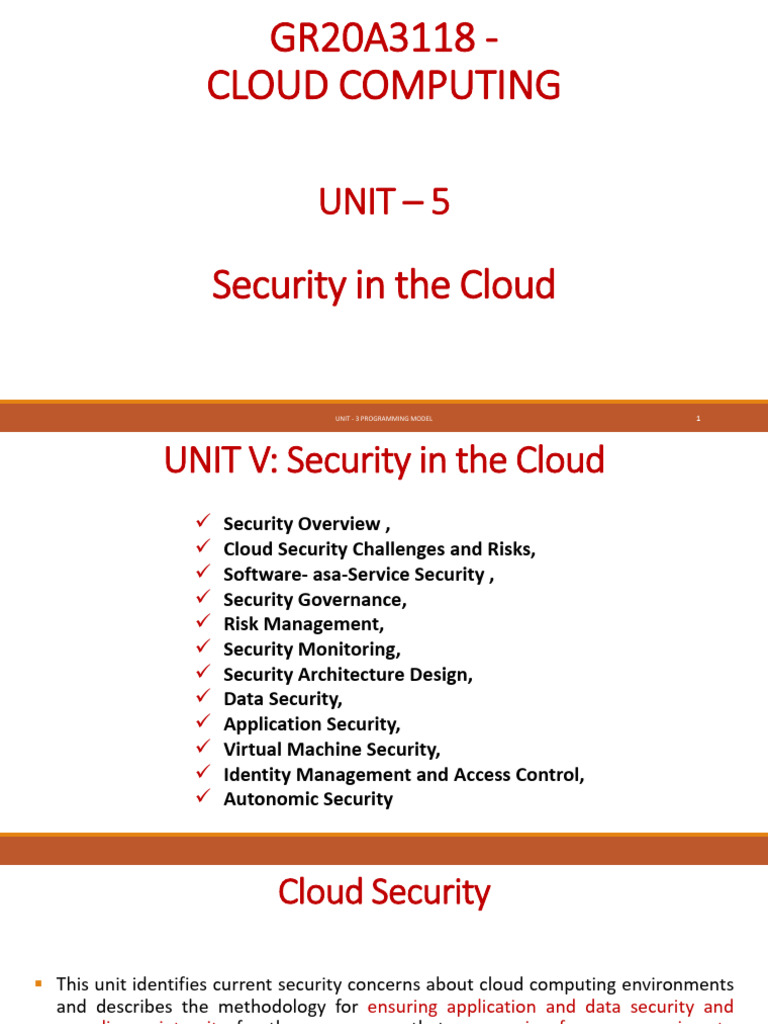 UNIT-5 | Download Free PDF | Cloud Computing | Computer Security