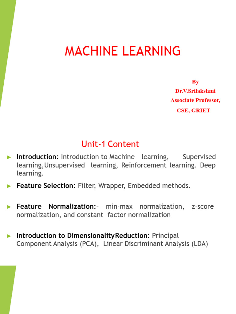 Mlunit 1 | PDF | Machine Learning | Receiver Operating Characteristic