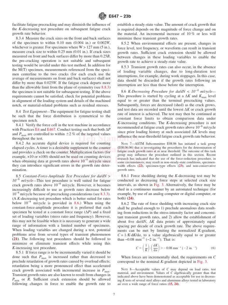 ASTM E647 23b 7 | PDF | Fatigue (Material) | Fracture