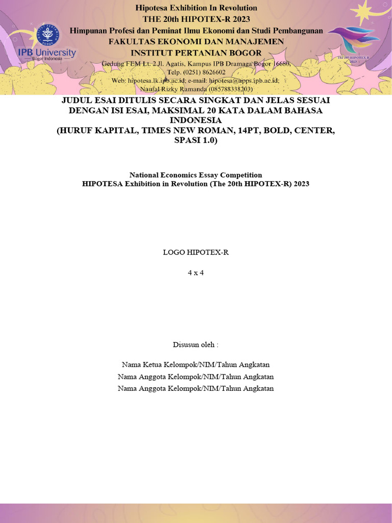 Template Format Esai The 20th Hipotex-R | PDF
