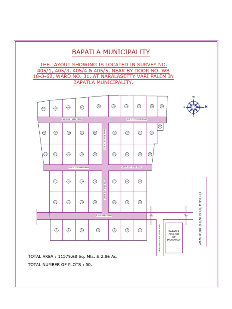 Bapatla Municipality Plot Layout Map | PDF