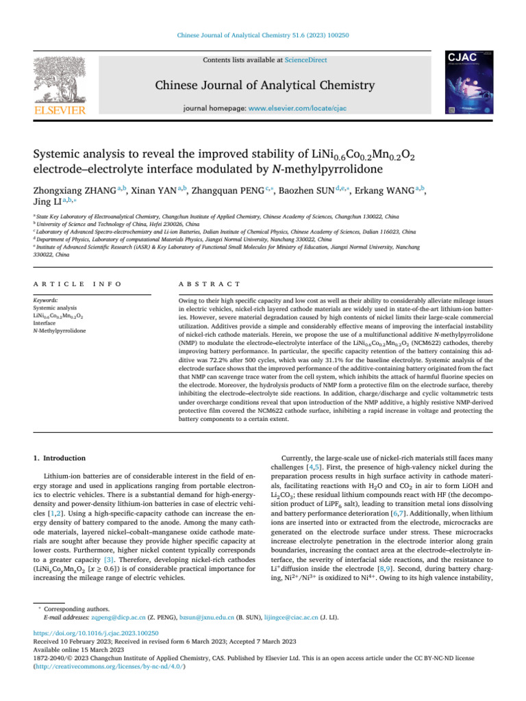 Systemic Analysis To Reveal The Improved Stability of LiNi0.6Co0.2Mn0 ... Systemic Analysis To Reveal The Improved Stability of LiNi0.6Co0.2Mn0 ...