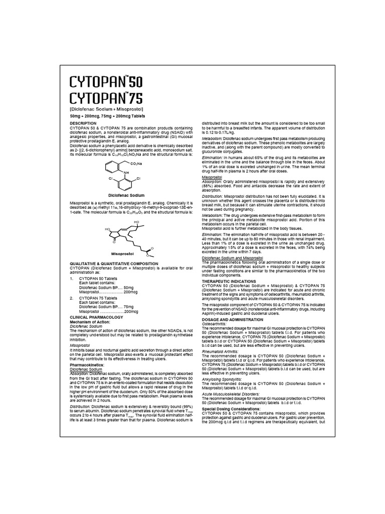 Diclofenac Misoprostol Tablets Guide | PDF | Nonsteroidal Anti ...