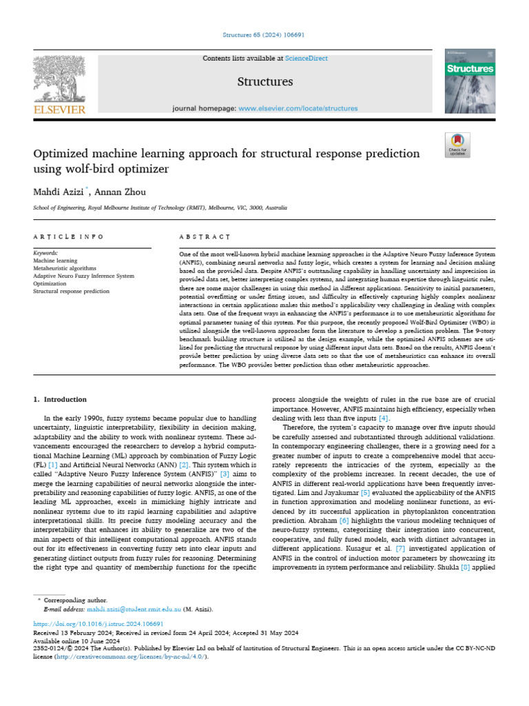 Optimized Machine Learning Approach For Structural Response Pred 2024 ...