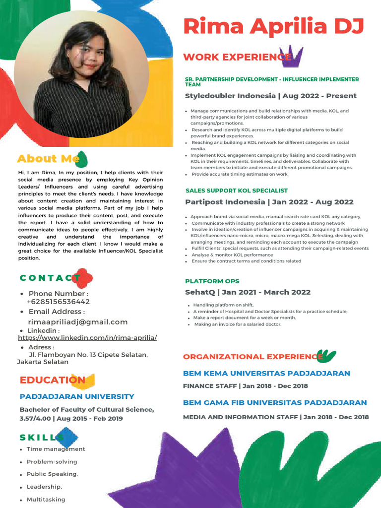 KOL Specialist Resume: Rima Aprilia DJ | PDF | Social Media | Popular ...
