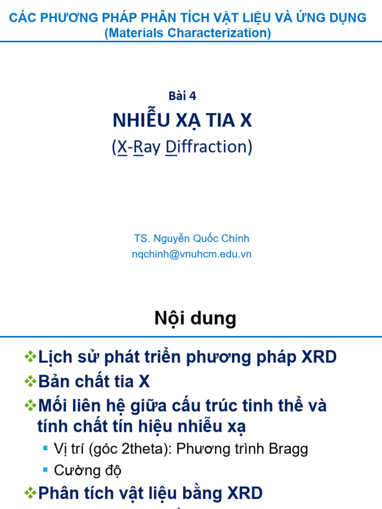 k33-Ptvl-bài 4- Nhiễu Xạ Tia X- Xrd | PDF