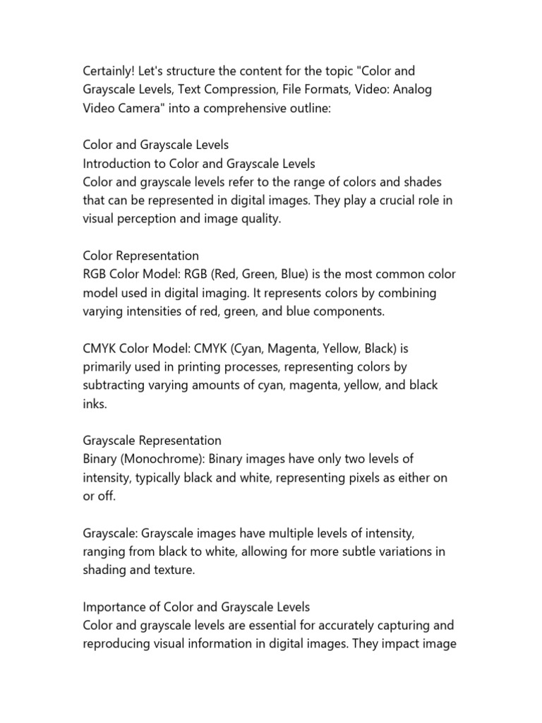 Color and Grayscale Levels | PDF | Data Compression | Video