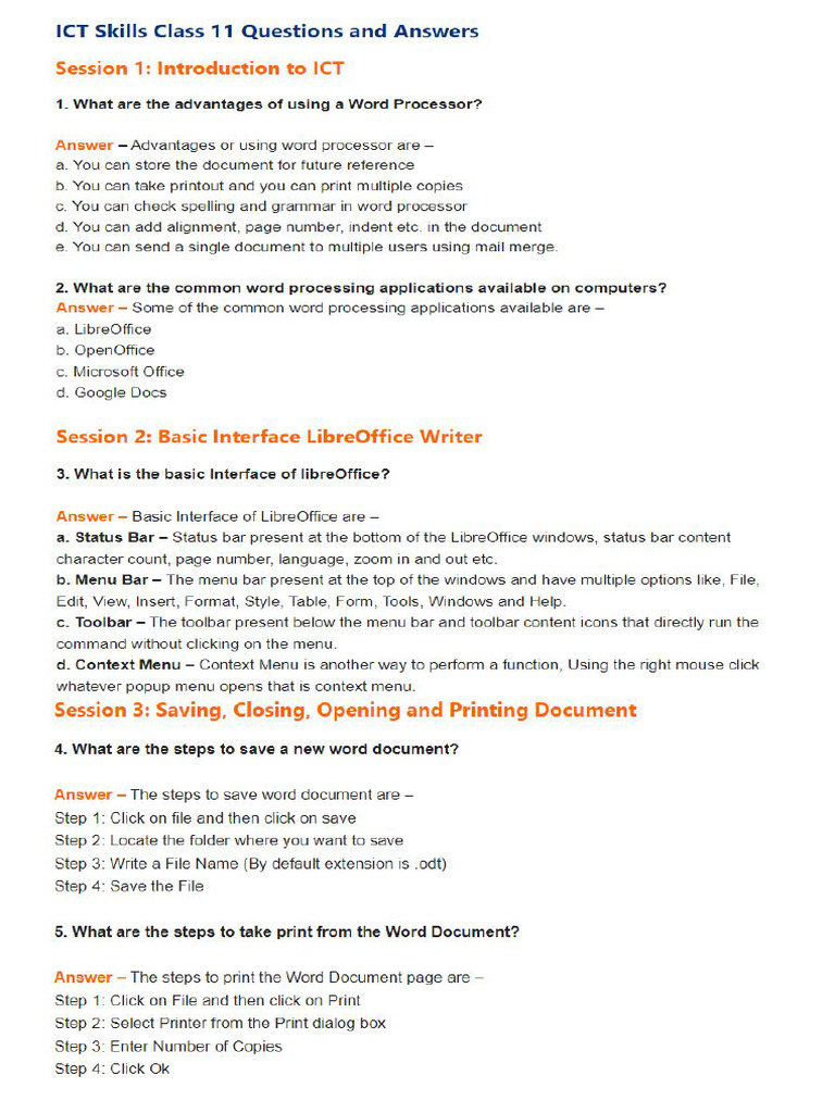 Unit-3 ICT Skills QA | PDF