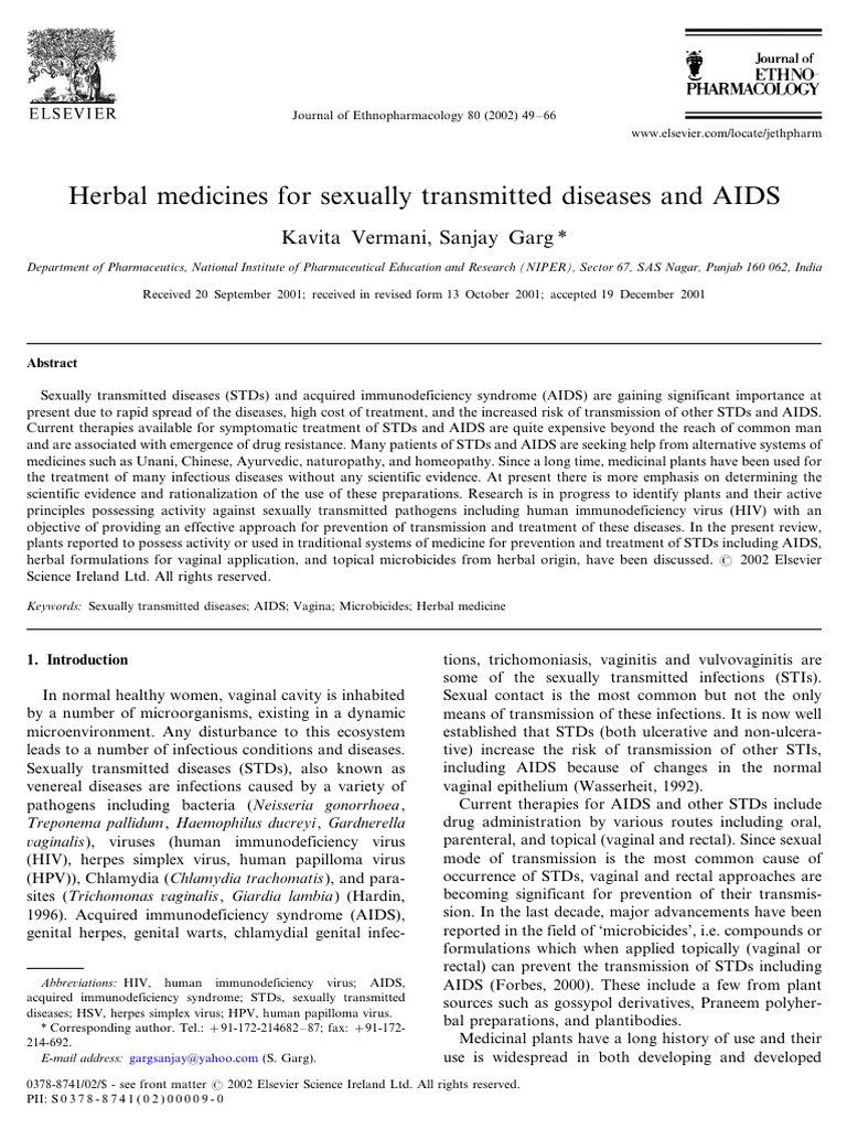 Herbal Medicines For STDs | PDF | Sexually Transmitted Infection | Hiv/Aids