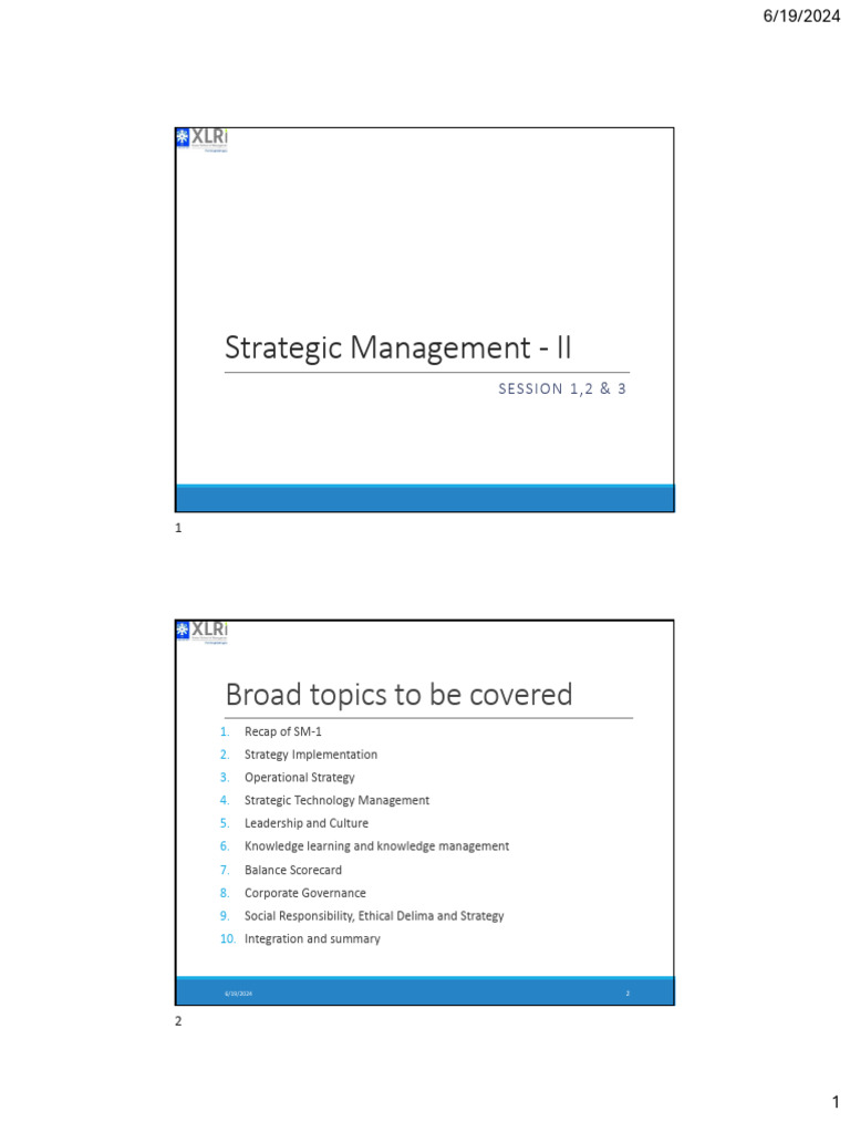 SM-II - Session 1,2 and 3 | PDF | Strategic Management | Organizational ...
