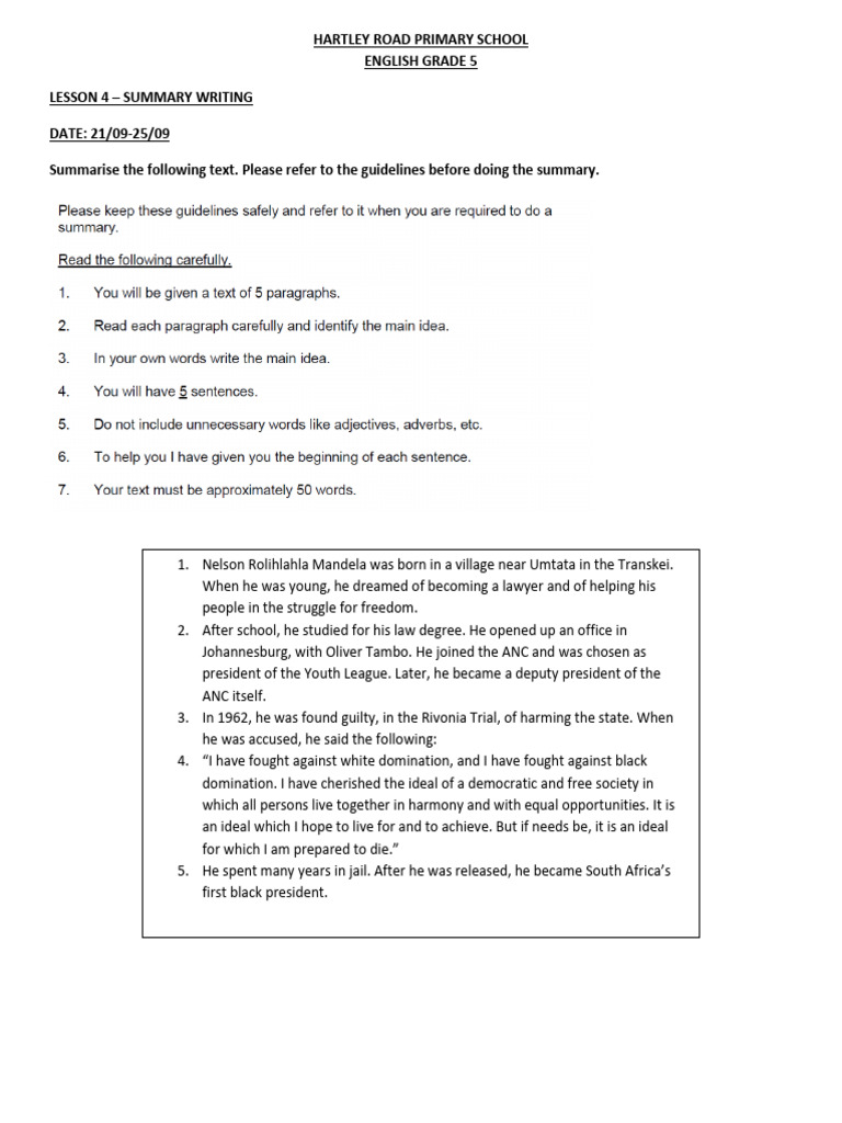 lesson 4-summary | PDF | Nelson Mandela | African National Congress