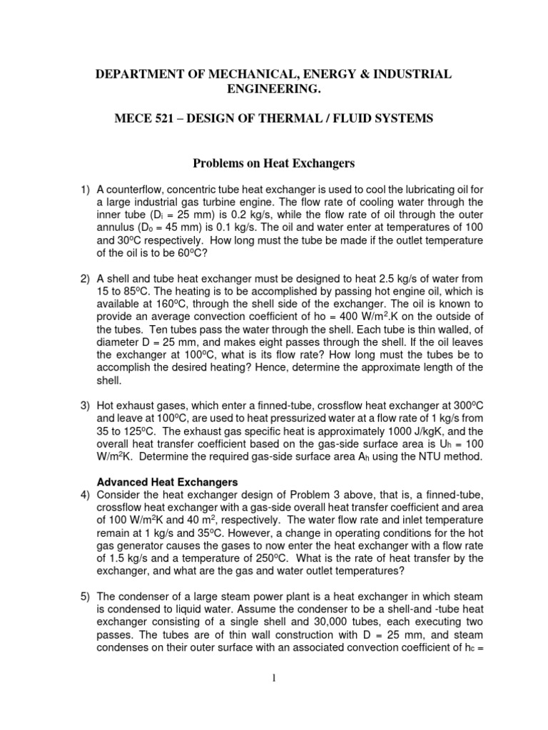 A3_-Tutorial_Problems_-_Heat_Exchangers__Feb_2024[1] | PDF | Heat Exchanger | Heat Transfer