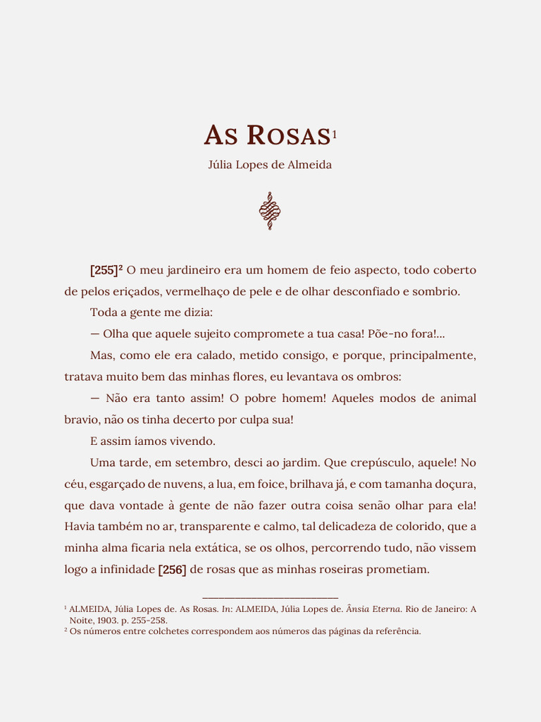 As Rosas - Julia Lopes de Almeida | PDF | Poesia