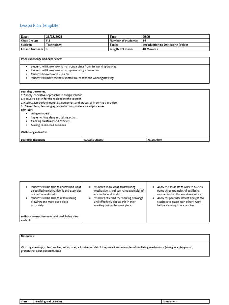 Lesson01 1stYearTechnology | PDF | Educational Assessment | Procedural Knowledge