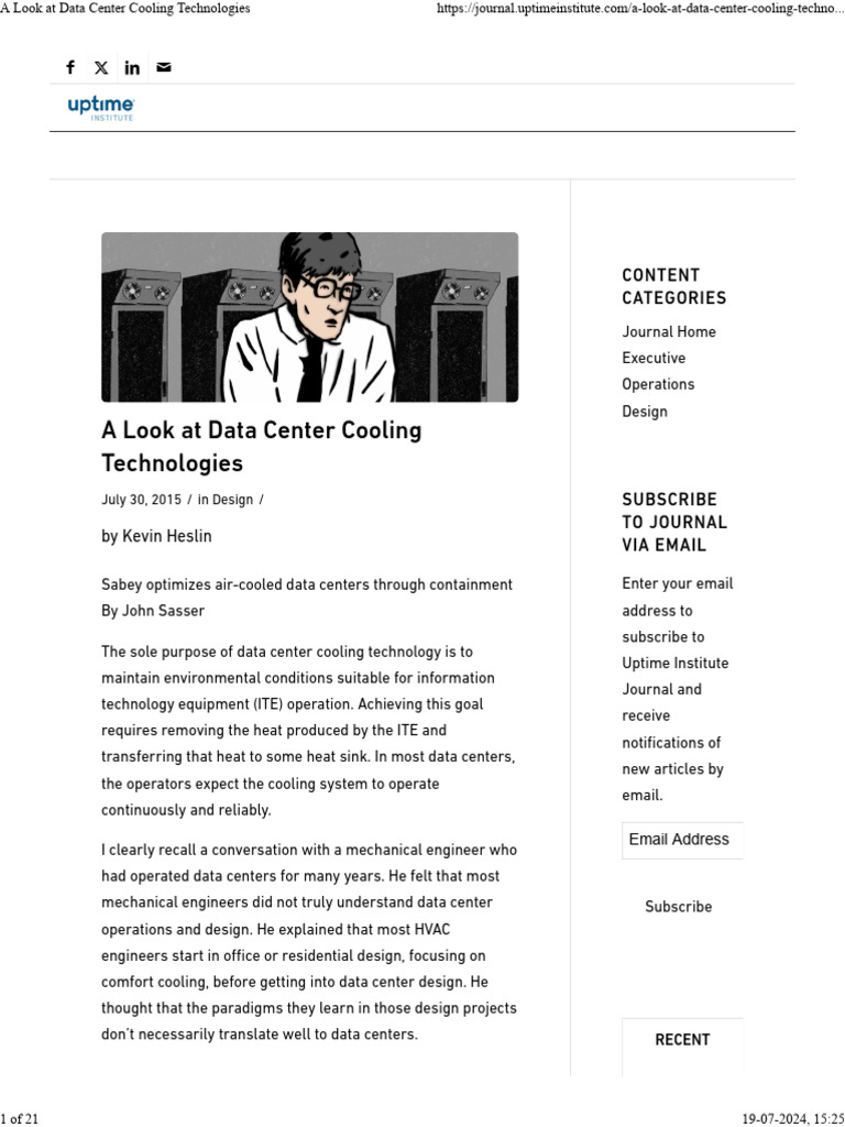 A Look At Data Center Cooling Technologies Pdf Data Center