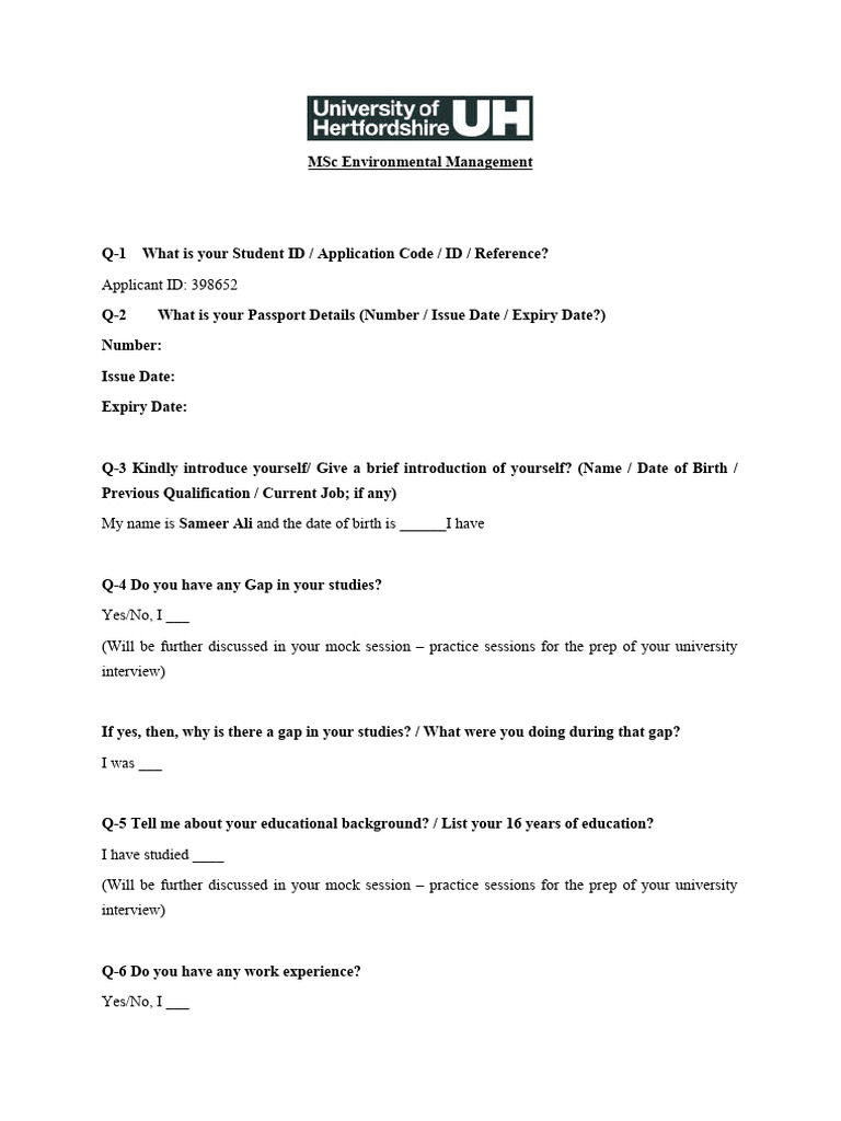 MSc Environmental Management Interview Guide | PDF | Sustainability ...