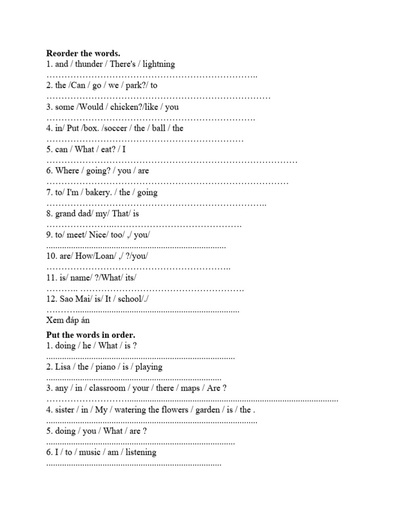 Reorder the words | PDF