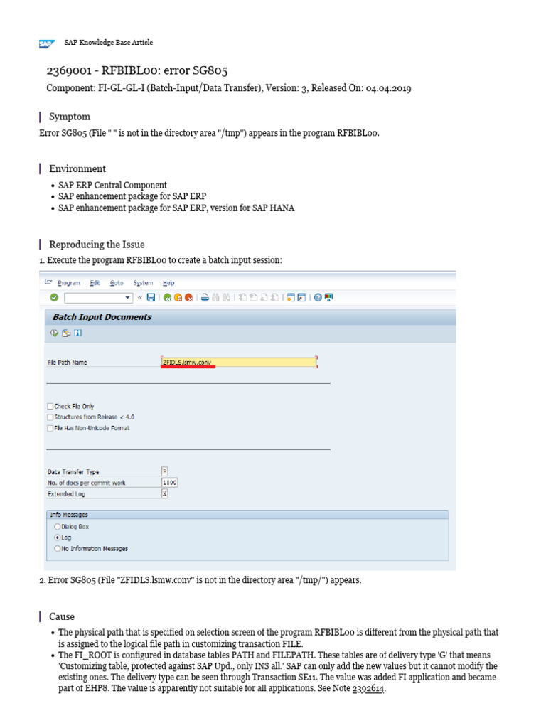 RFBIBL00: Error SG805: Symptom | PDF | Computer File | Databases