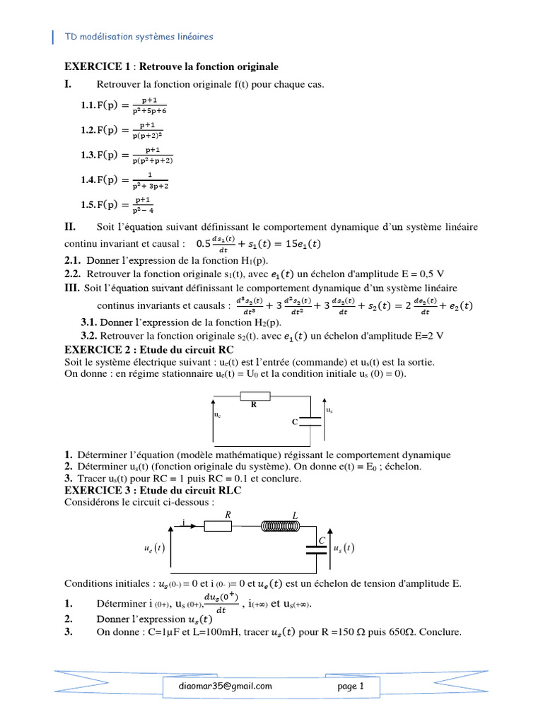TD1 Modelisat FCT Origin | PDF | Puissance (physique) | Électricité