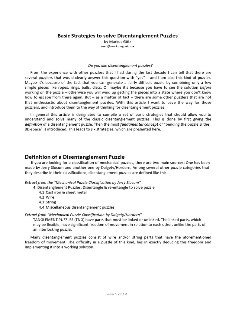 Disentanglement Puzzle Strategies | PDF | Puzzles