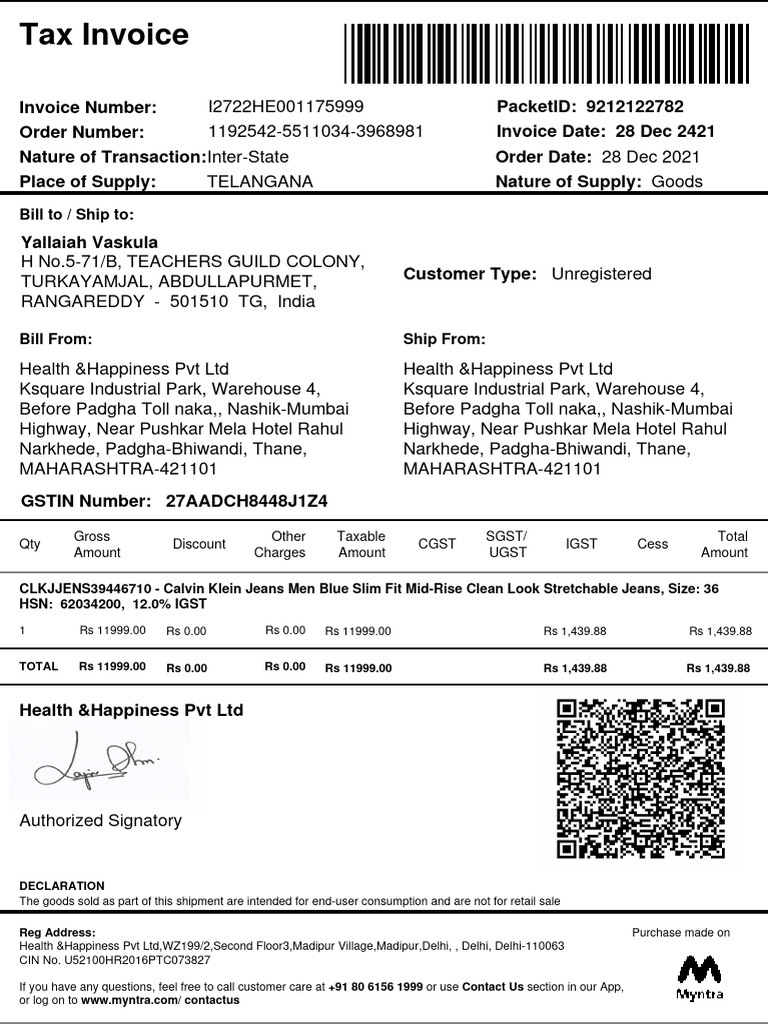 01_myntra -bill 3 | PDF | Government Finances | Taxes