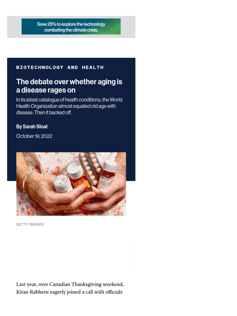 The Debate Over Whether Aging Is A Disease Rages | PDF | Ageing | Life ...