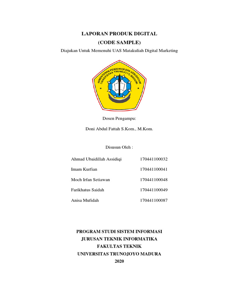 Laporan Uas Produk Digital Code Sample | PDF | Komputer