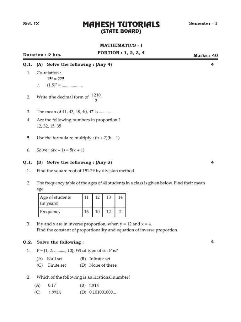 01 Mathematics Part I | PDF | Mathematics | Algebra