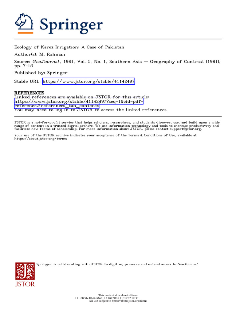 Karez Irrigation in Pakistan | PDF | Irrigation | Earth Sciences