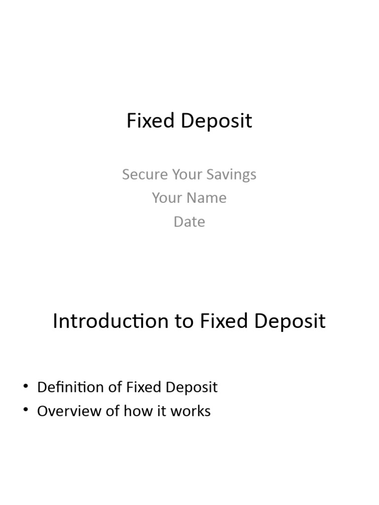 Understanding Fixed Deposits in Banking | PDF | Private Sector ...