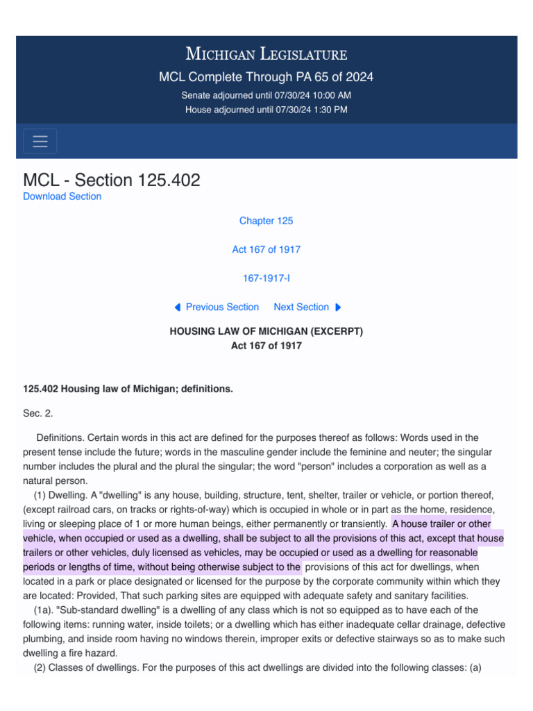 Michigan Housing Law Definitions | PDF | Basement | Plaster