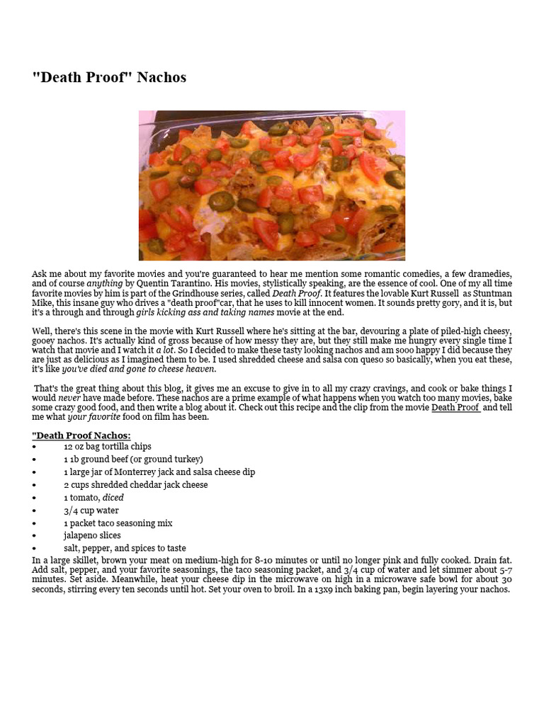 Death Proof Nachos | PDF | Foods | Cuisine