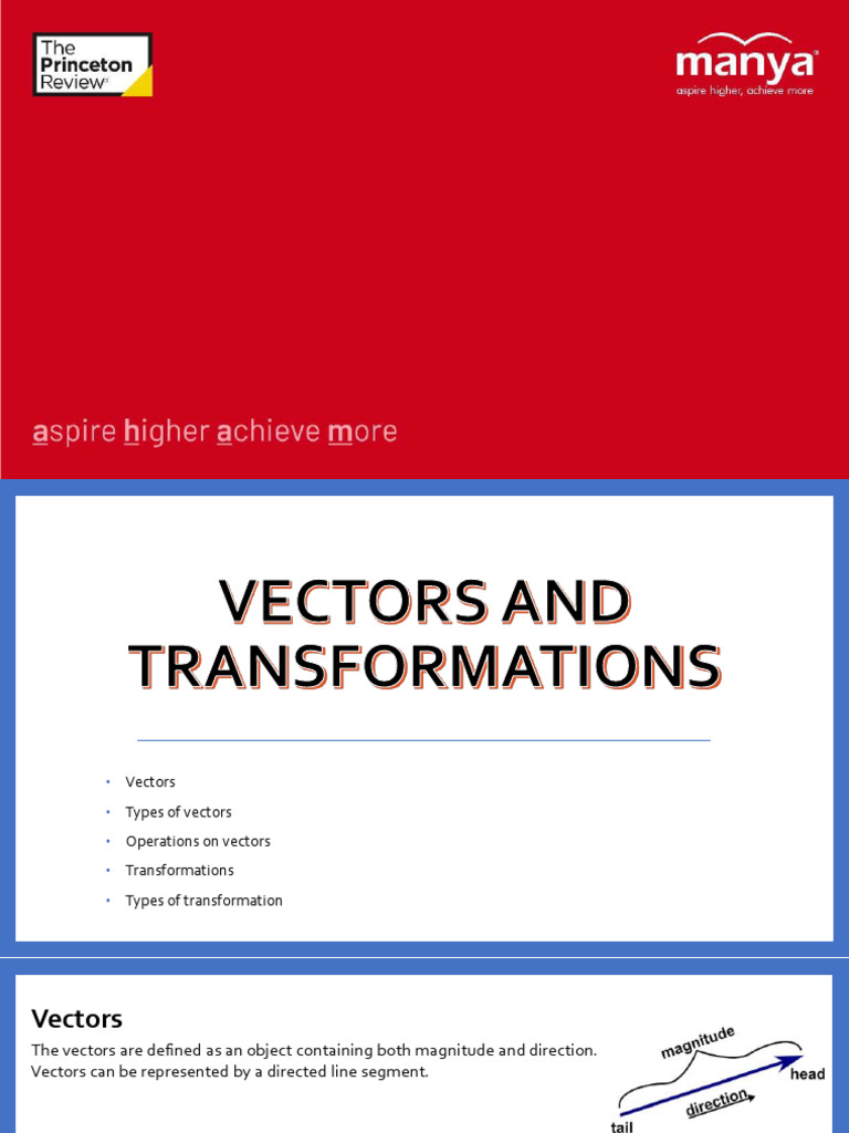 Vectors and Transformations Guide | PDF | Euclidean Vector | Line ...