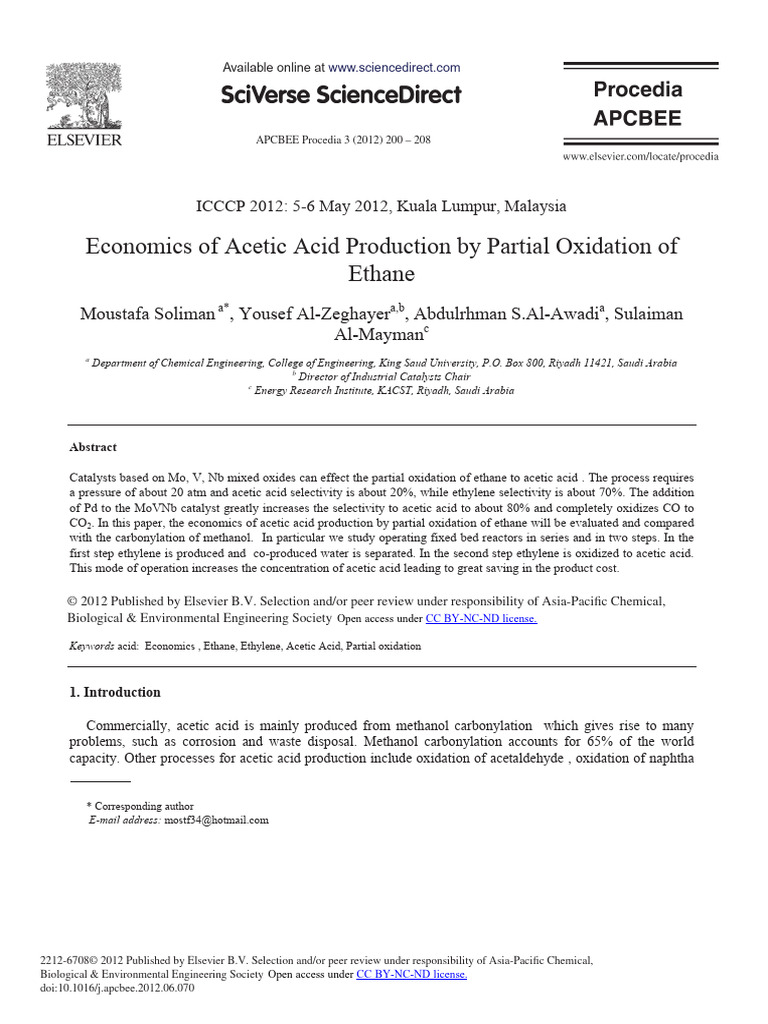 Sabic AA | PDF | Chemical Reactor | Acetic Acid
