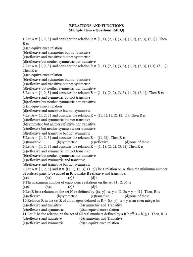 MCQ Chapter-1 | PDF | Function (Mathematics) | Functions And Mappings