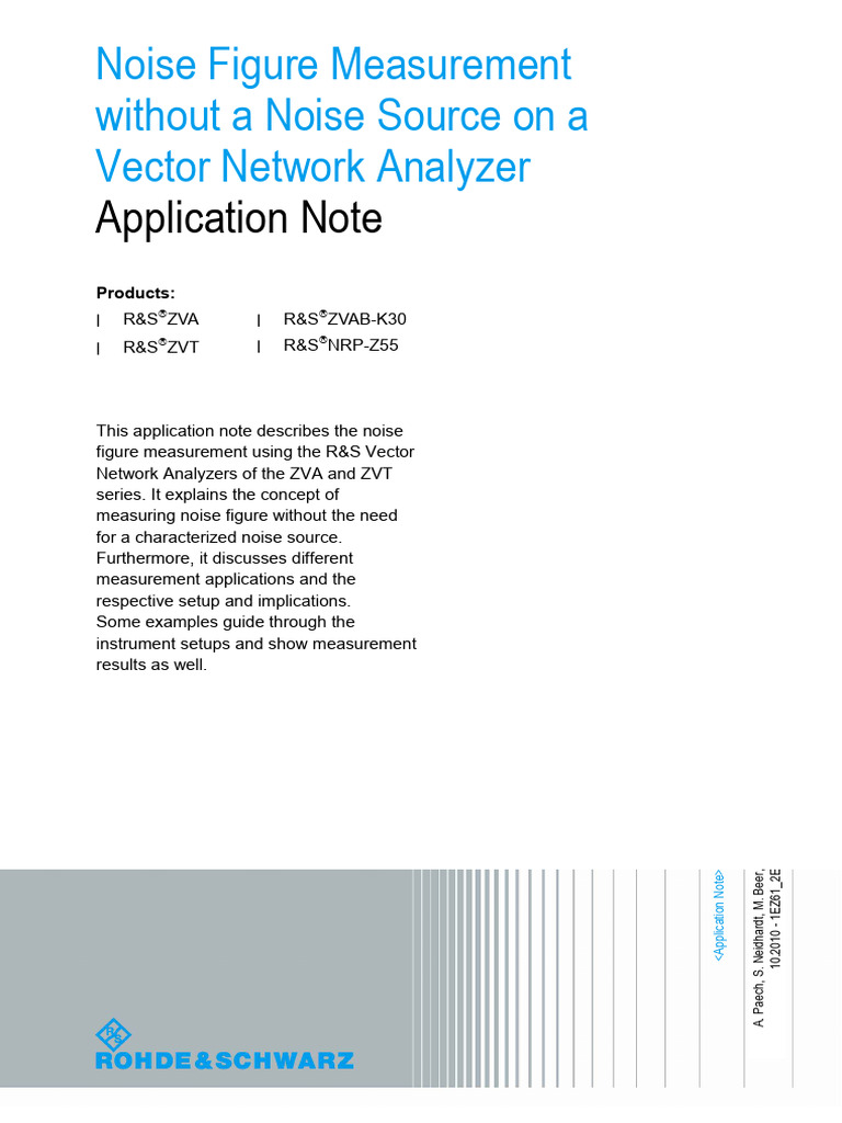 Noise Figure Measurementwithouta Noise Sourceona Vector Network ...