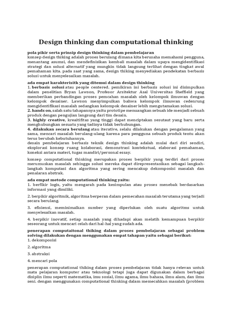 Pembelajaran Design & Comp. Thinking | PDF
