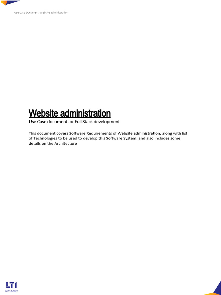 WebsiteAdministration UseCase JavaFullStack | PDF | Websites | Databases WebsiteAdministration UseCase JavaFullStack | PDF | Websites | Databases