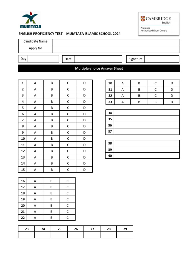 EPT Answer Sheet | PDF