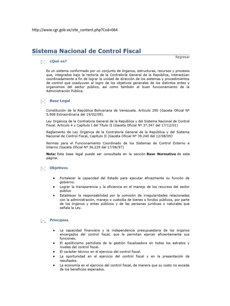 Sistema Nacional de Control Fiscal | PDF | Administración Pública ...