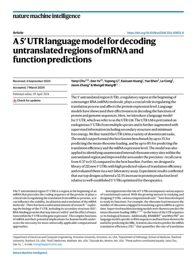 UTR LM A 5 UTR Language Model For Decoding | PDF | Directionality ...