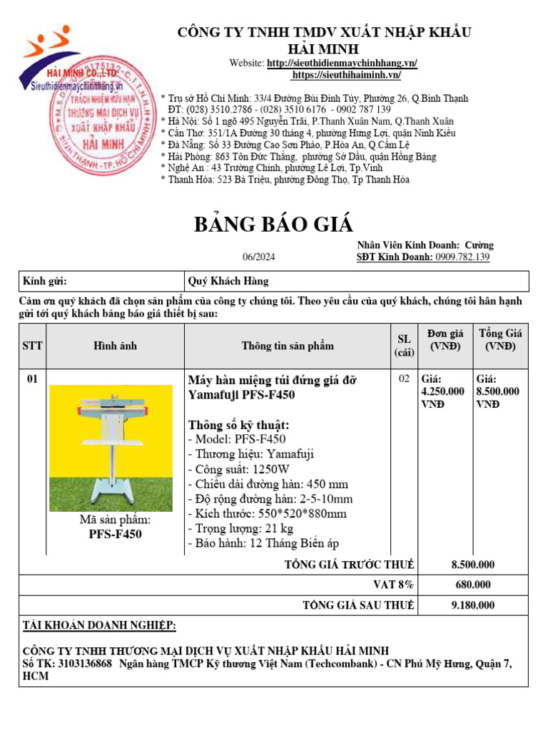Báo Giá PFS-F450 | PDF